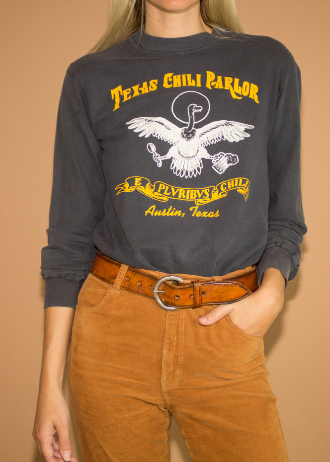 Vintage 90s Texas Chili Parlor Long Sleeve Tee Electric West
