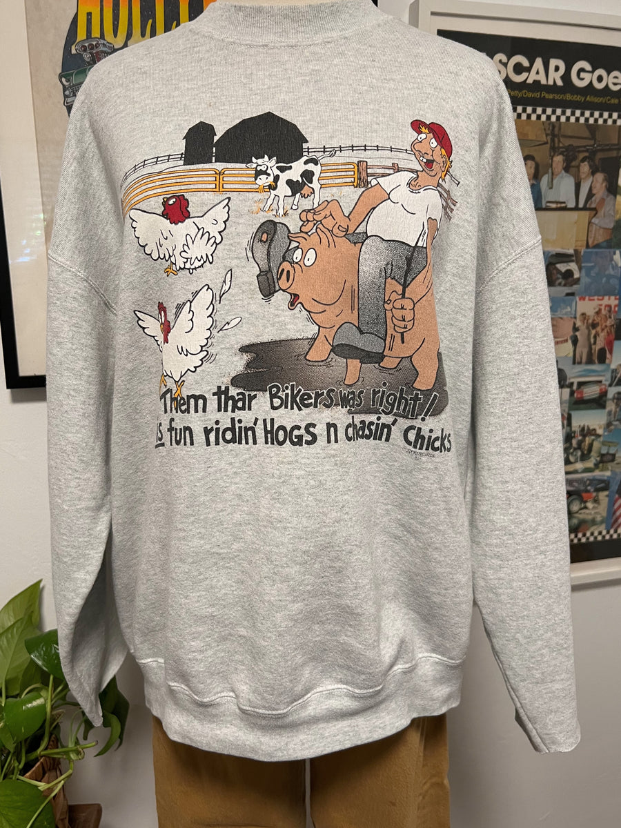 Vintage 1989 Funny Hogs and Chicks Sweatshirt – Electric West