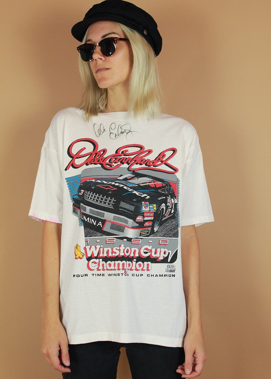 Vintage 1990 Winston Cup Dale Earnhardt Autographed Tee – Electric West